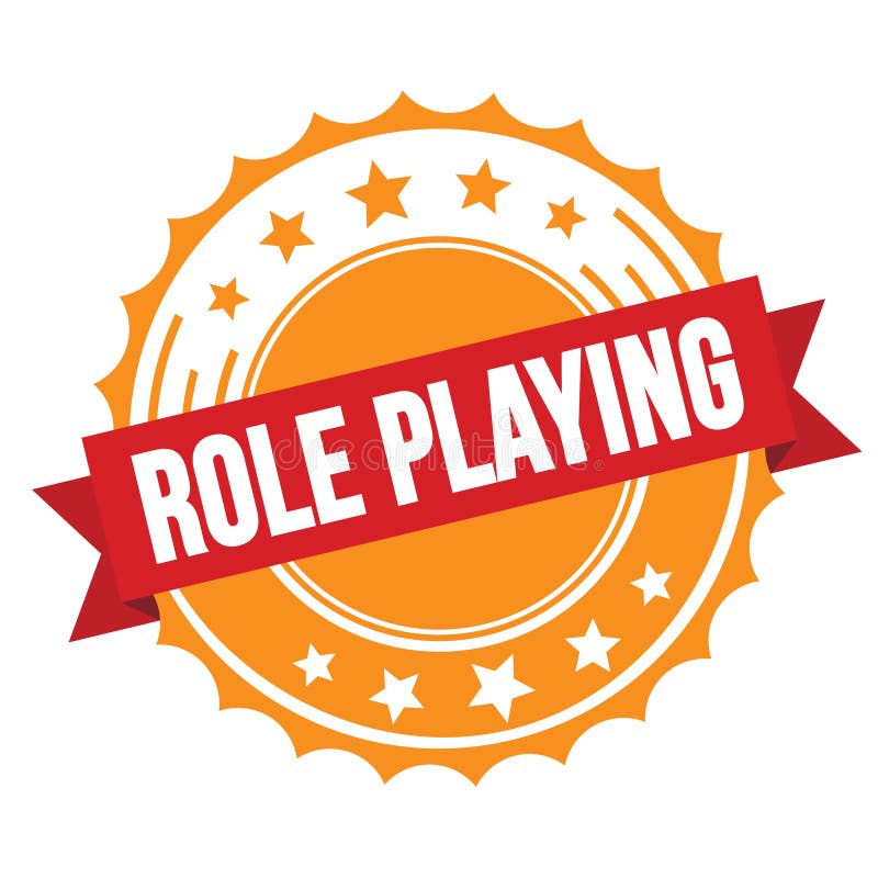 ROLE PLAYING Text on Red Orange Ribbon Stamp Stock Illustration ...