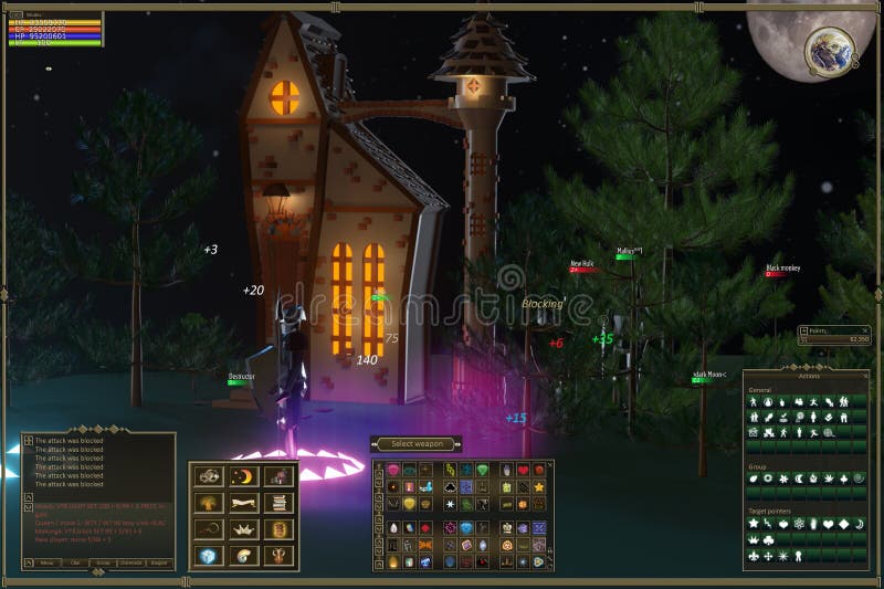 Role-playing Video Game, Illustration. Characters in Virtual World ...