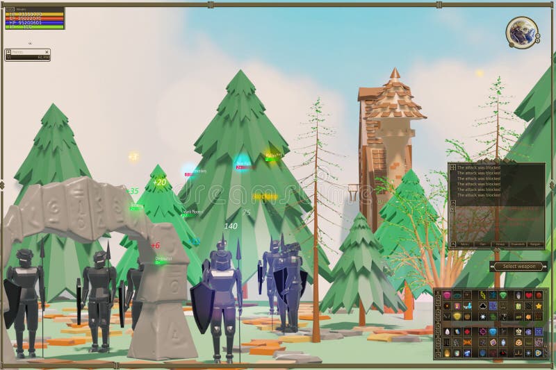 Role-playing Video Game, Illustration. Characters in Virtual World ...