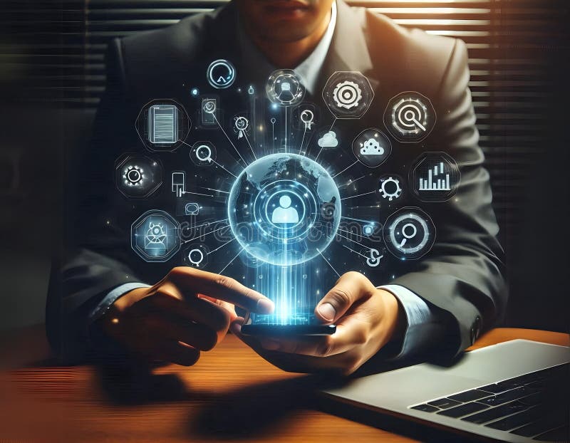 The Role of Technology in Enhancing Work Efficiency Stock Illustration ...