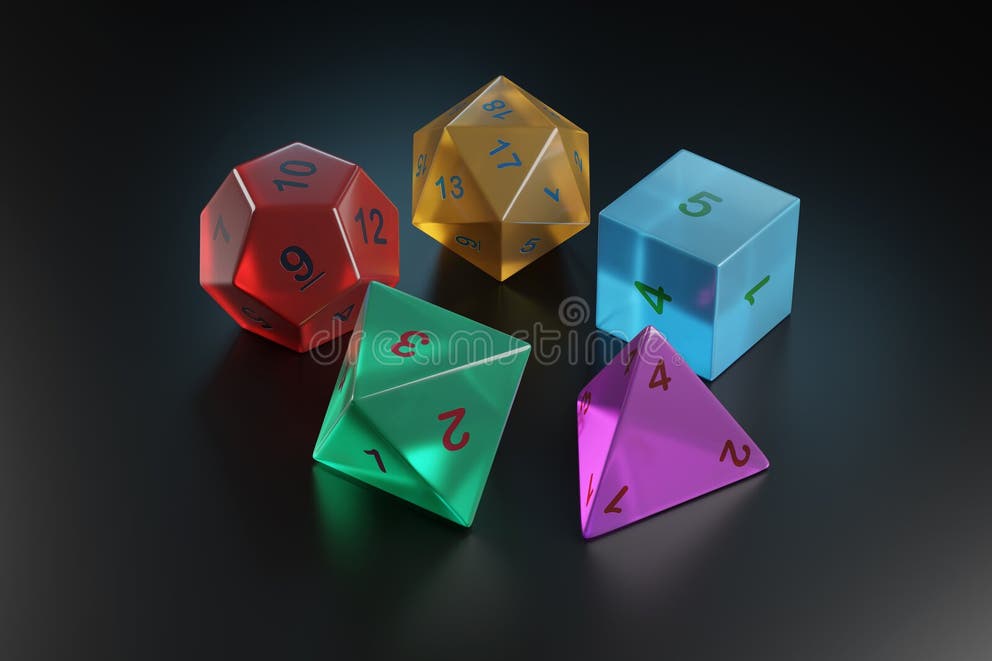 Roleplaying Dice in the Shape of Platonic Solids. 3d Illustration Stock ...