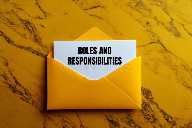 Roles and Responsibilities Message Written on Yellow Envelope Stock ...
