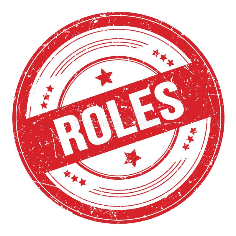 ROLES Text on Red Round Grungy Stamp Stock Illustration - Illustration ...