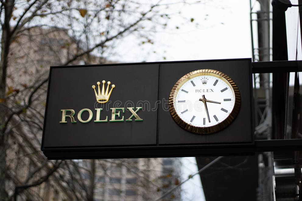 Rolex Store Sign with Analog Clock in Melbourne Editorial Photography ...