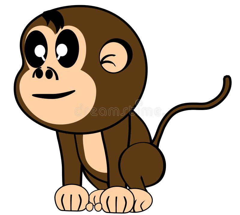 Rolig apa på vit bakgrund vektor illustrationer. Illustration av ...