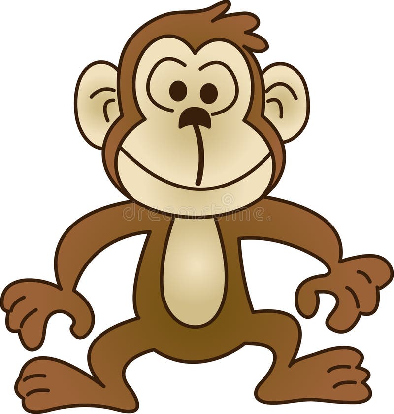 Rolig apa på vit bakgrund vektor illustrationer. Illustration av ...