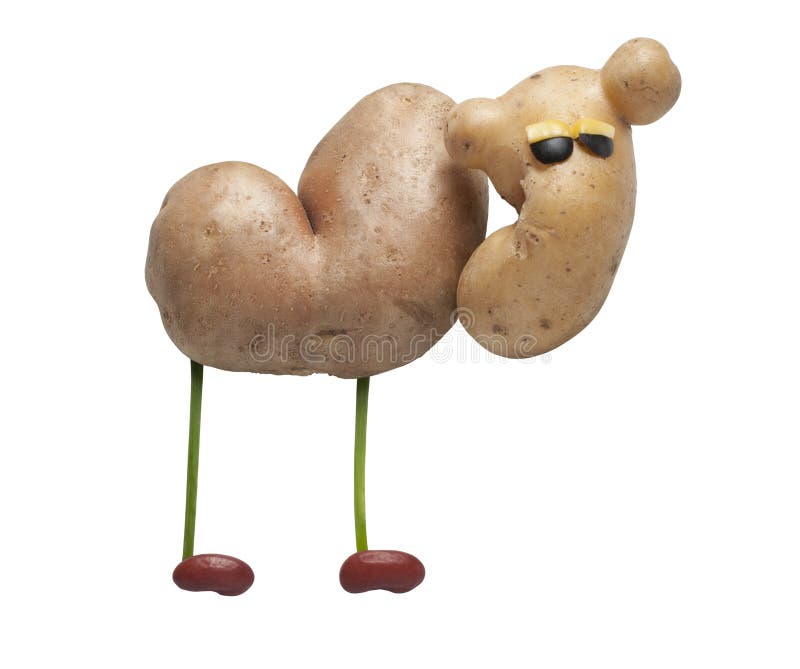 Potatis För Toppen Hjälte För Rolig Tecknad Film För Vektor Gullig Brun ...