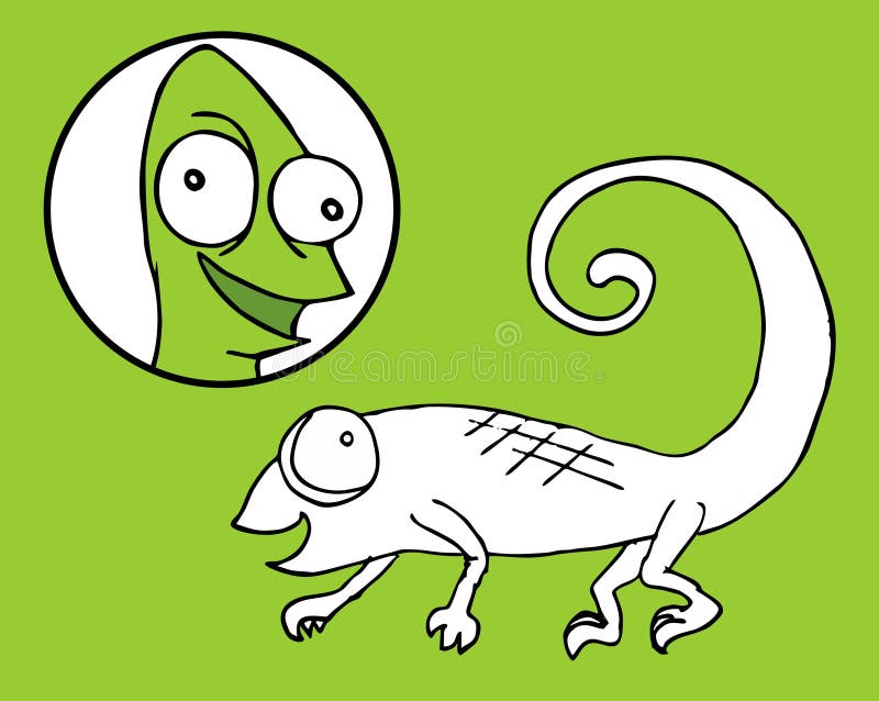 Rolig kameleont vektor illustrationer. Illustration av skämt - 23905437