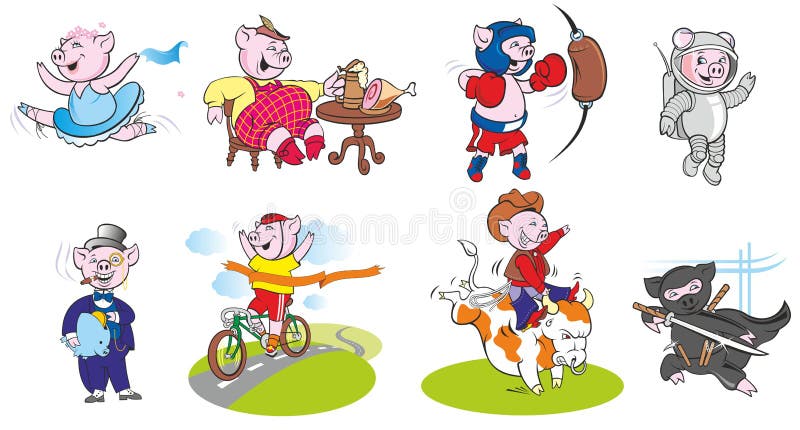 Två konstiga grisar stock illustrationer. Illustration av tecken ...