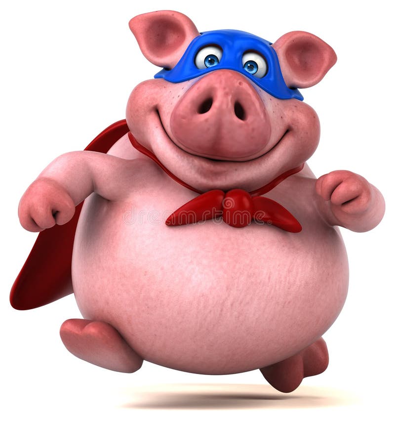 Roligt Svin - Illustration 3D Stock Illustrationer - Illustration av ...