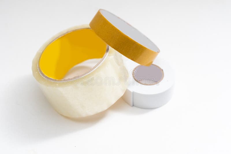 Roll of Adhesive Tape Isolated on White Stock Image - Image of painter ...