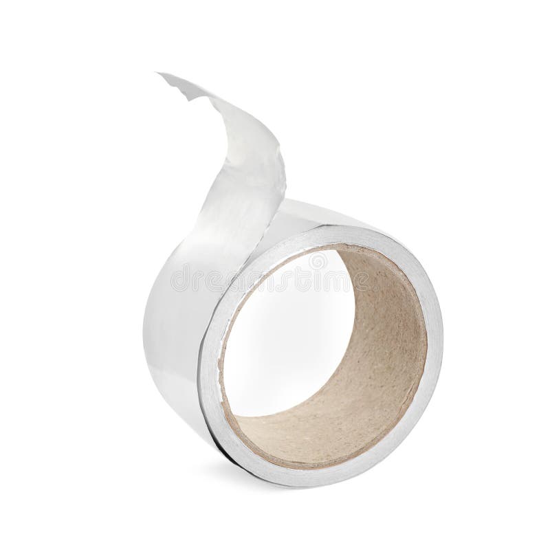 Roll of Aluminum Adhesive Tape on White Background Stock Image - Image ...