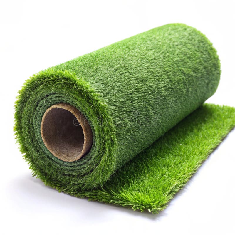 Roll of Artificial Green Grass Isolated on White Background Stock ...