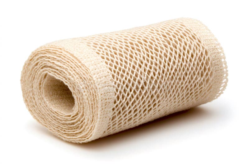 Beige Mesh Ribbon Roll Resting on White Background Stock Illustration ...