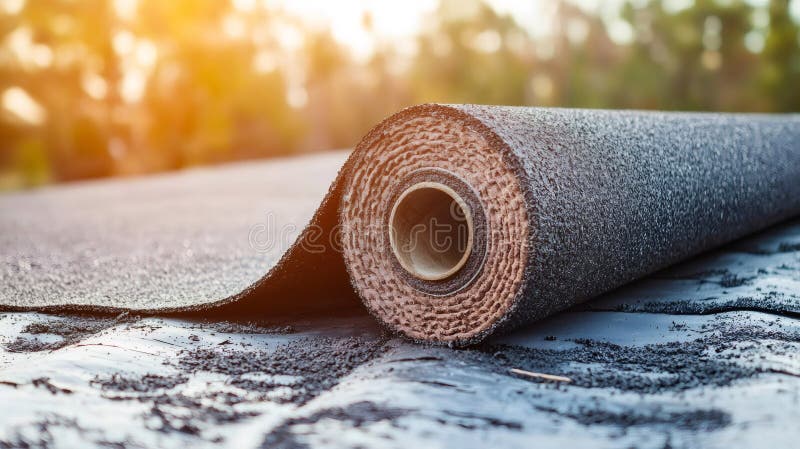Roll of Bituminous Waterproofing Membrane Being Installed on Flat Roof ...