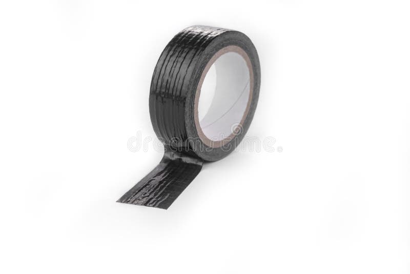 Roll of the Black Duct Tape for Repair on a White Stock Image - Image ...