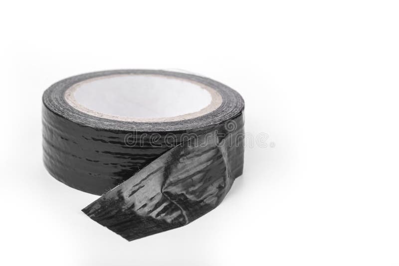 Roll of the Black Duct Tape for Repair on a White Stock Photo - Image ...
