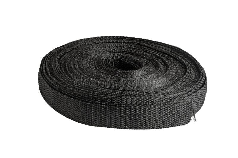 A Roll of Black Nylon Strap Stock Photo - Image of cargo, isolated ...