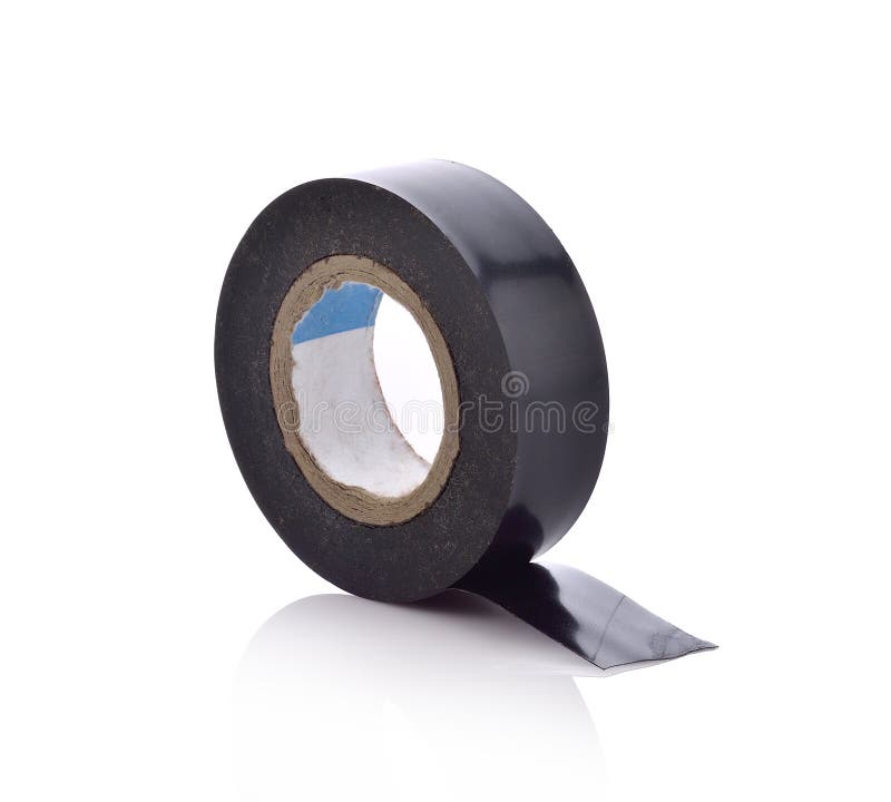 Roll of Black Sticky Duct Tape on White Background Stock Image - Image ...