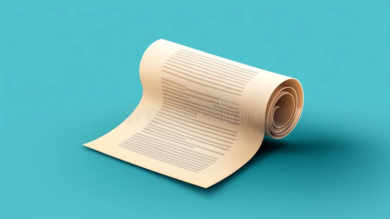 Roll of Blank Paper Resting on a Bright Blue Surface with Evenly Spaced ...