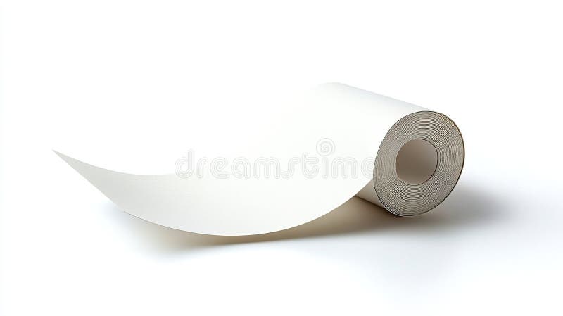 A Roll of Blank White Paper Unfurling on a White Background Stock ...