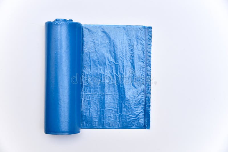 Roll of Blue Garbage Bag Top View Isolated on White Background Stock ...