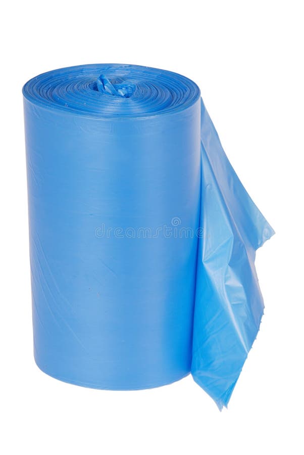 Roll of blue garbage bags stock photo. Image of junk - 91547654