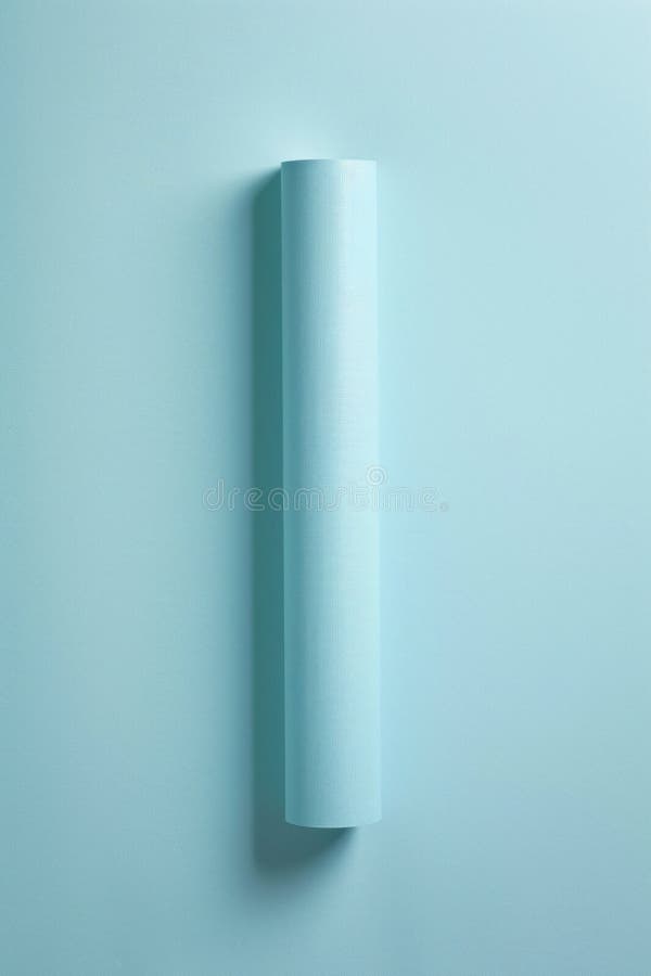 A Roll of Blue Paper Hanging on a Wall. Suitable for Backgrounds or ...