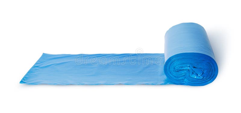 Roll of Blue Plastic Garbage Bags in Front View Stock Image - Image of ...
