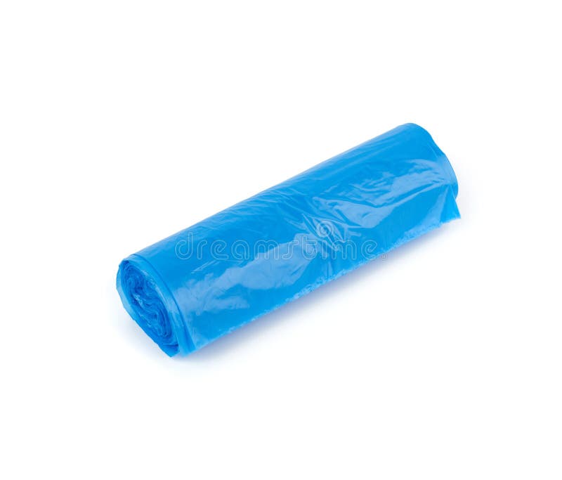 Roll with Blue Plastic Transparent Bin Bags Stock Image - Image of blue ...