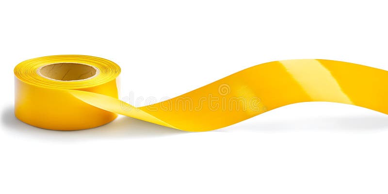 Roll of Bright Yellow Ribbon Isolated on White Stock Illustration ...