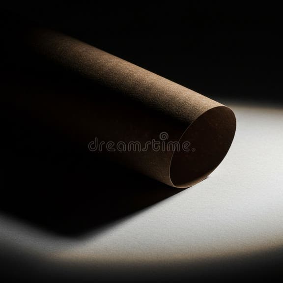 A Roll of Brown Kraft Paper Partially Unrolled on a Flat Surface. the ...