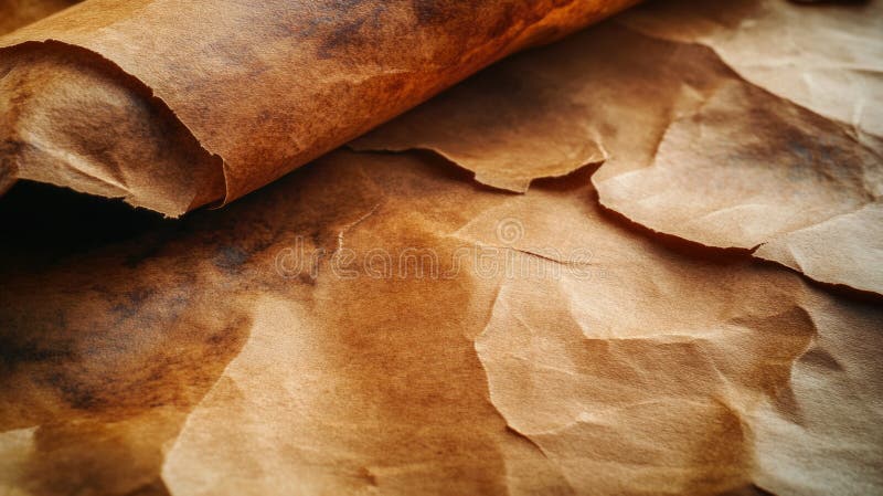 A Roll of Brown Paper Sits on a Table, Waiting for Use Stock Photo ...