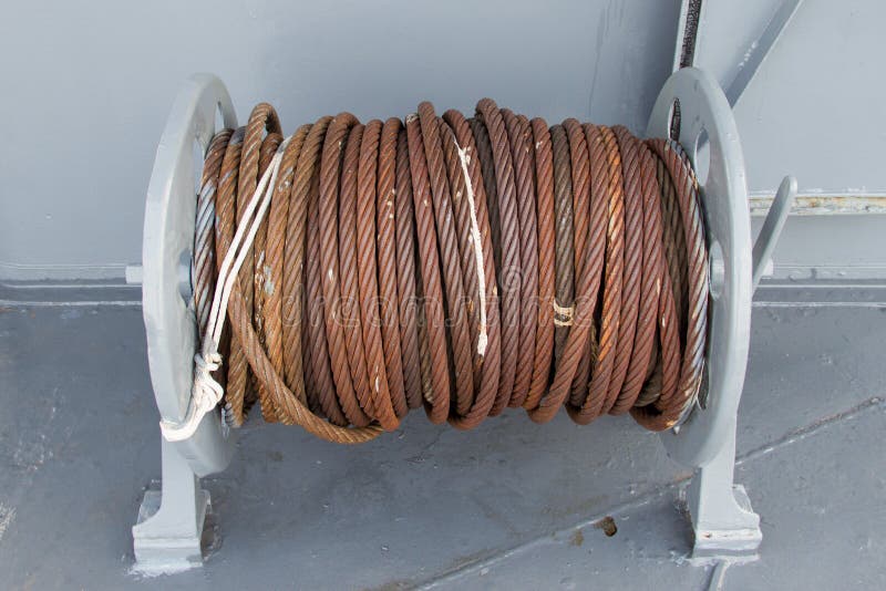 A Big Roll Of Cable And Electricity Poles Stock Image - Image of ...