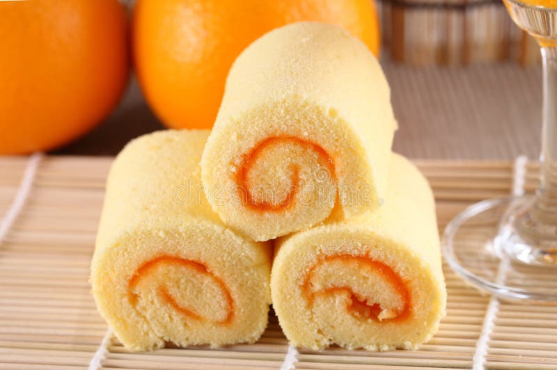 Roll cake orange stock photo. Image of sweet, copy, pastry - 41485064