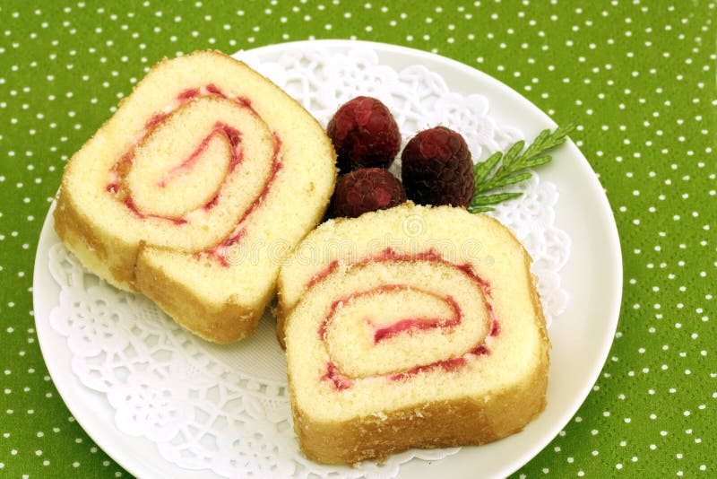 Jam roll cake slices stock image. Image of green, food - 7668921