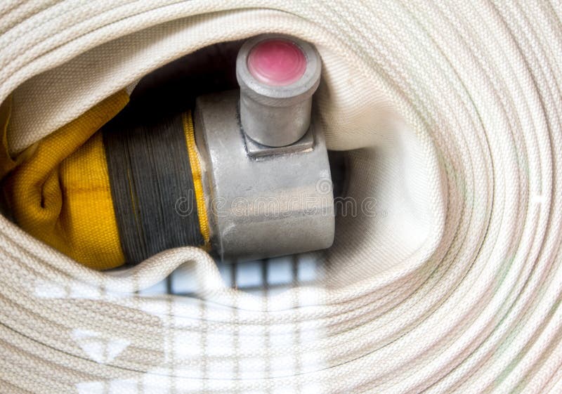 Roll of Hose in the Emergency Firefighting Box Stock Photo - Image of ...