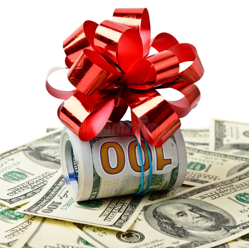 Money tied red ribbon stock photo. Image of birthday, ribbon - 9594452