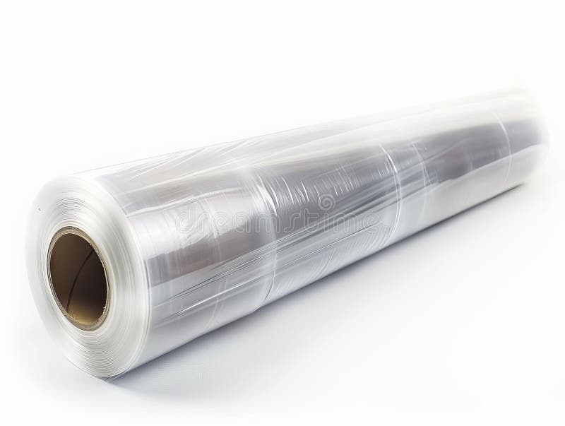 A Roll of Clear Plastic Wrap on a White Background Stock Photo - Image ...
