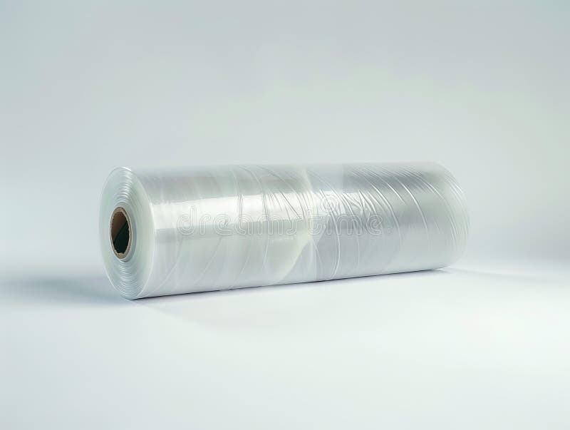 A Roll of Clear Plastic Wrap on a White Background Stock Image - Image ...