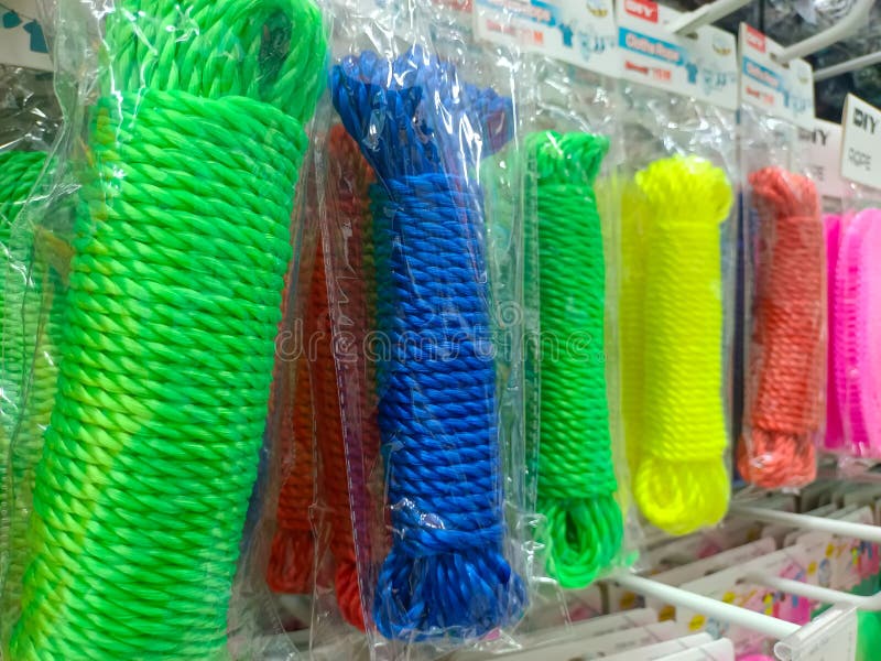 Roll of Colorful Rope in Plastic Wrap Stock Photo - Image of produce ...