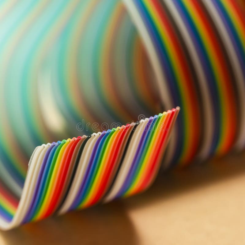 Roll of Colorful Twisted Connecting Wire Strip on Plain Surface Stock ...