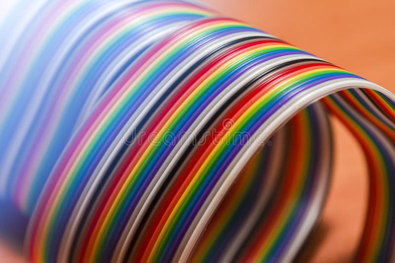Roll of Colorful Twisted Connecting Wire Strip on Plain Surface Stock ...
