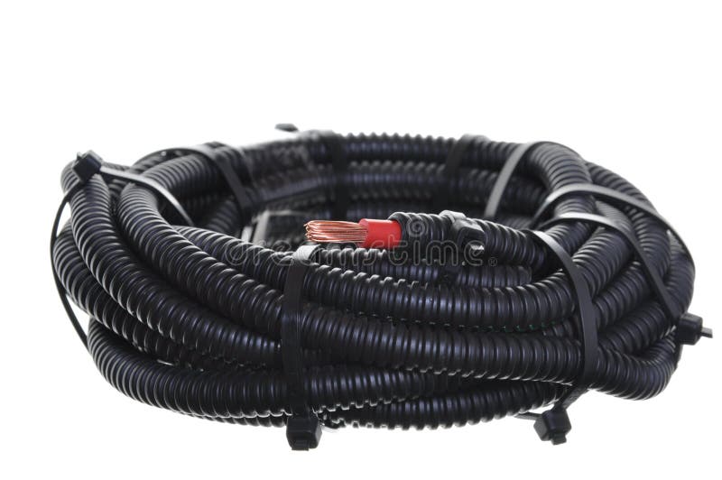 Roll of Corrugated Pipe for Cable Protection with Red One Stock Image ...