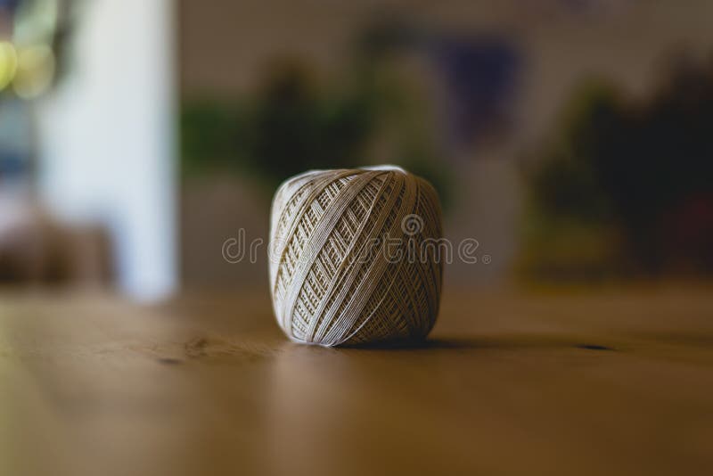 Roll of Cotton Yarn on a Table Stock Photo - Image of material ...