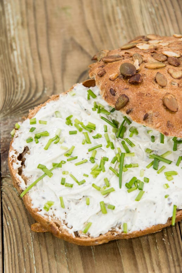 Roll with Fresh Mozzarella Creme Stock Photo - Image of basil ...