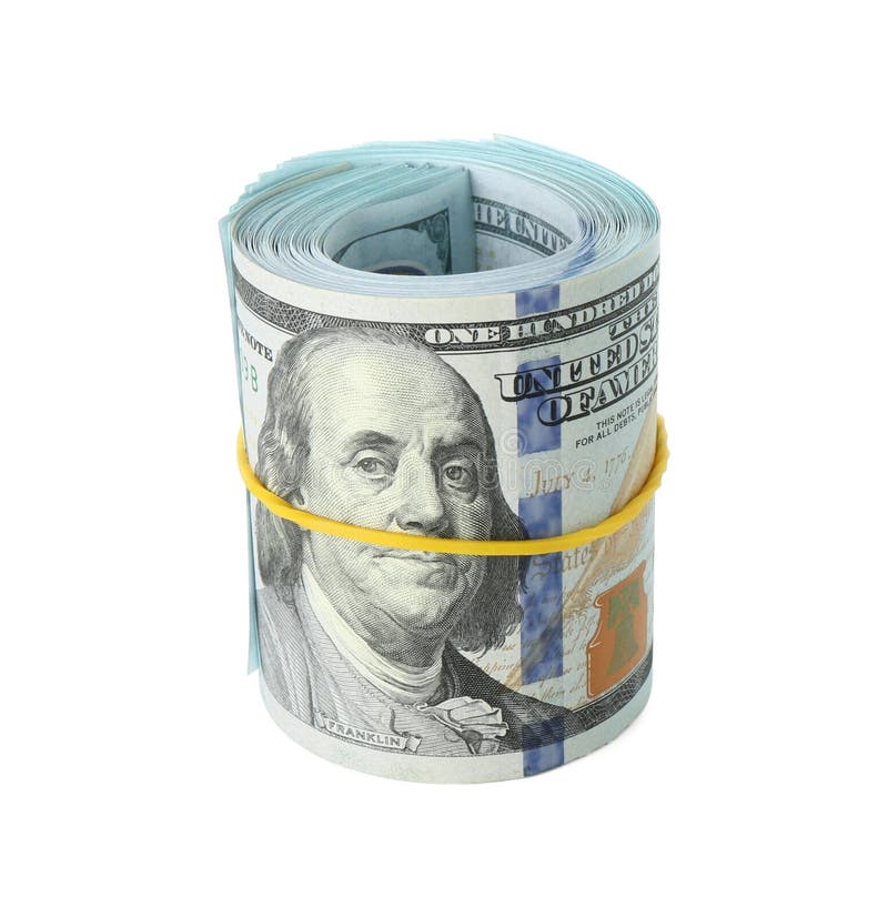 Roll of Dollar Banknotes Isolated on White Stock Photo - Image of hoard ...