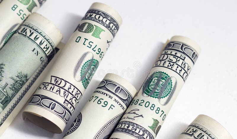 Roll of 100 Dollar Bills on Background Stock Image - Image of loan ...