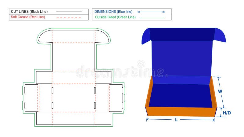 Roll End Front Tuck REFT Corrugated Mailer Box Dieline Template and 3D ...