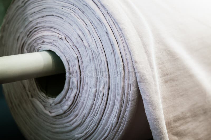 Roll with Fabric for Sewing in a Shop Stock Image - Image of blue ...